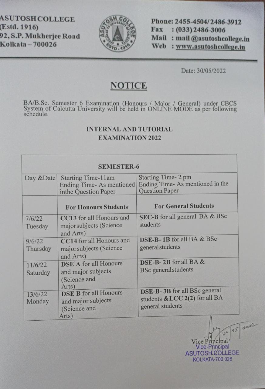 ASUTOSH COLLEGE – University of Calcutta (C.U.)